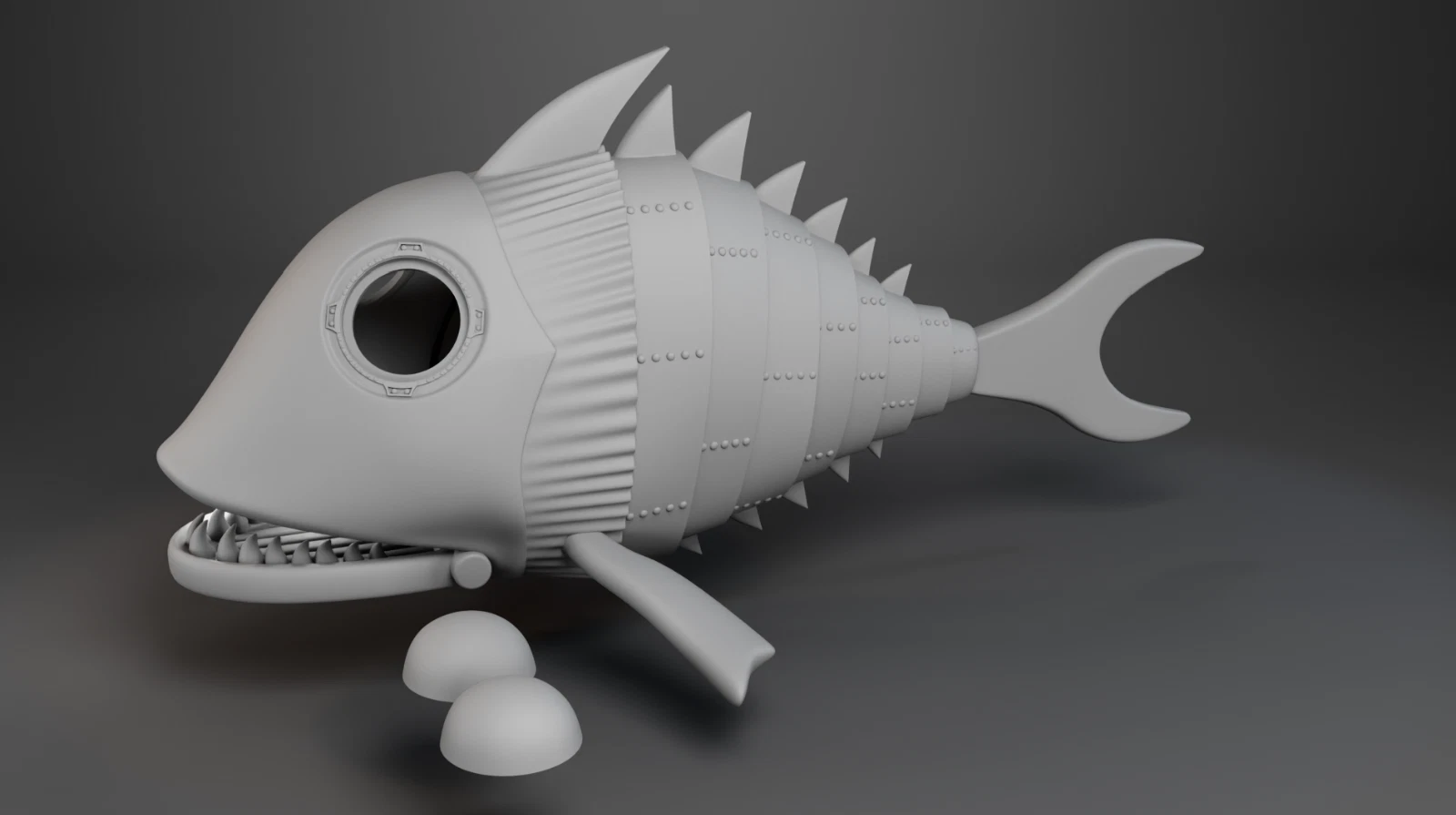 Gerry Anderson Stingray Terror Fish 8" Long 3D Printed Model with 2 Figures