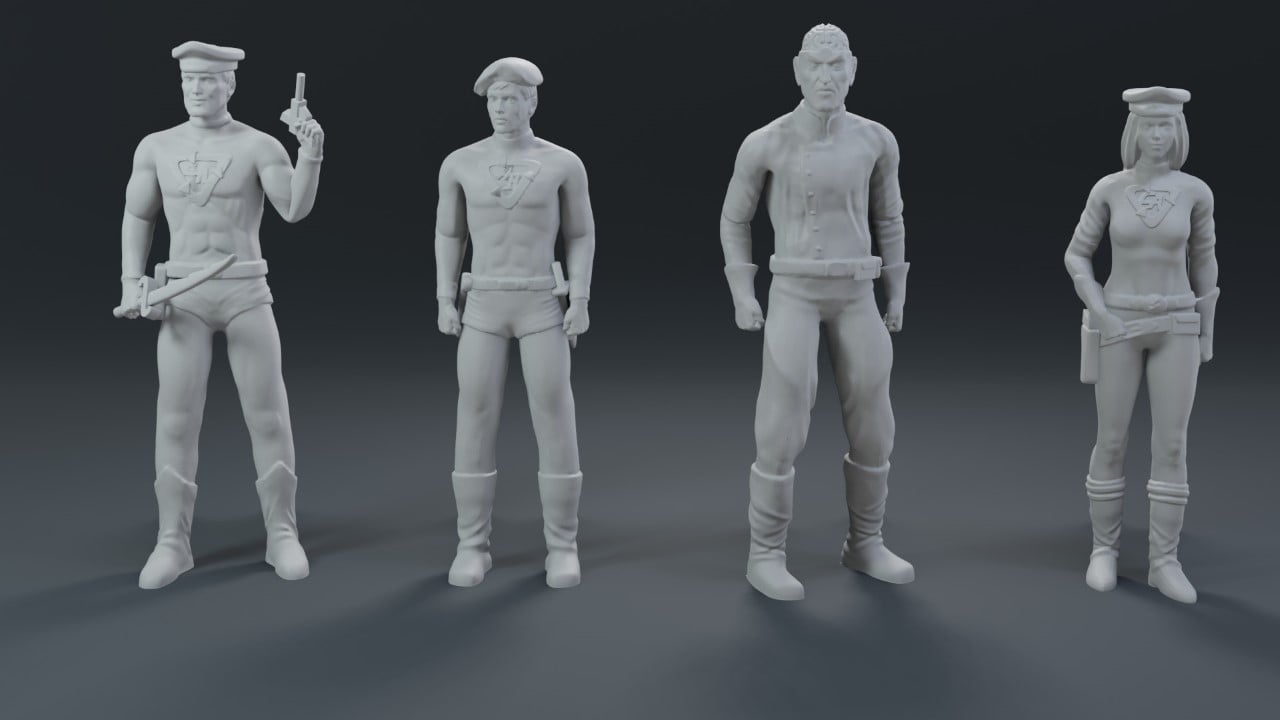 CAPTAIN ACTION LADY ACTION DR EVIL ACTION BOY 3D Printed 4 Figure Set 1 ...